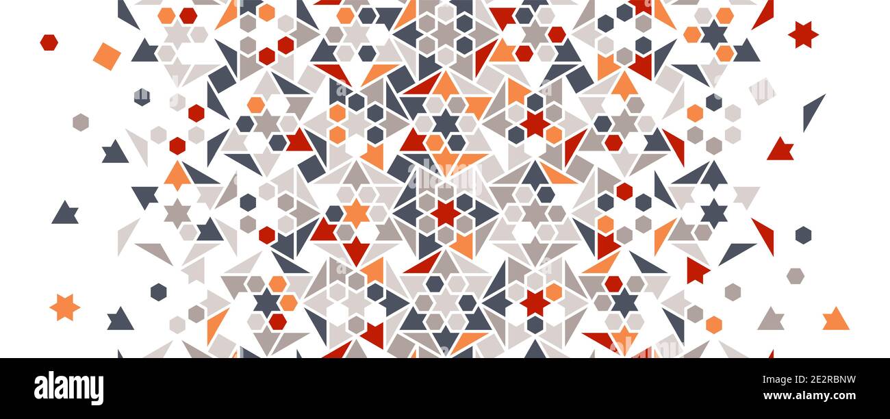 Mosaic pattern vector border. Geometric halftone texture with color ...