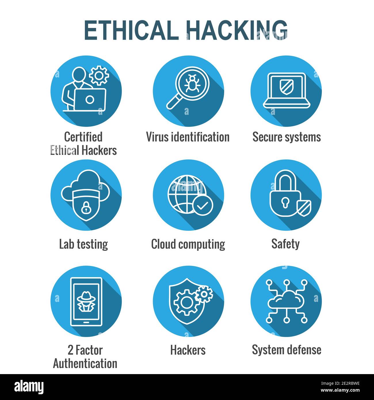 Certified Ethical Hacking - CEH icon set showing virus, exposing ...