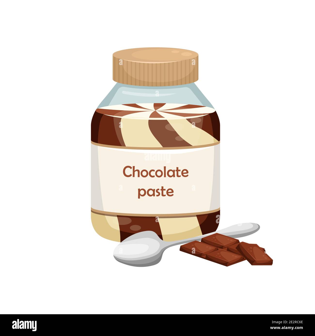 Vector illustration of a can of chocolate paste. Sweet snack. Chocolate ...