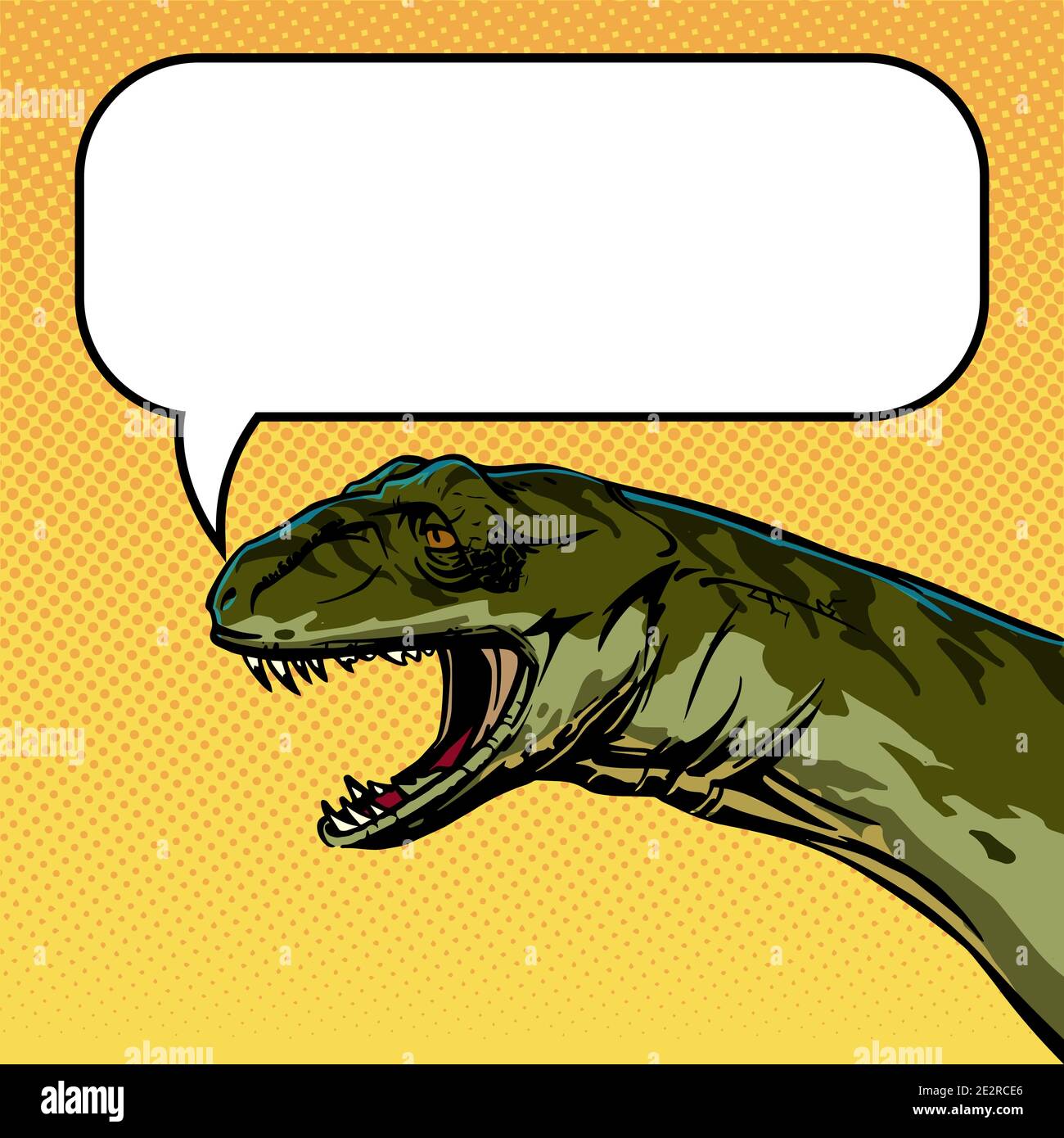 Comic style drawing of a talking dinosaur head with empty space for ...