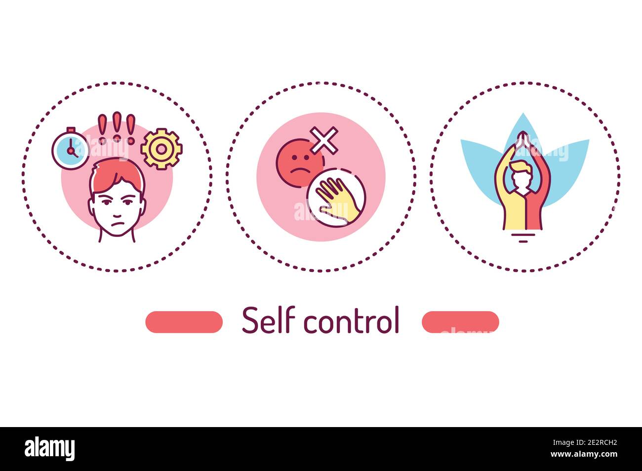 Self control outline concept. line color icons. Pictograms for web page ...
