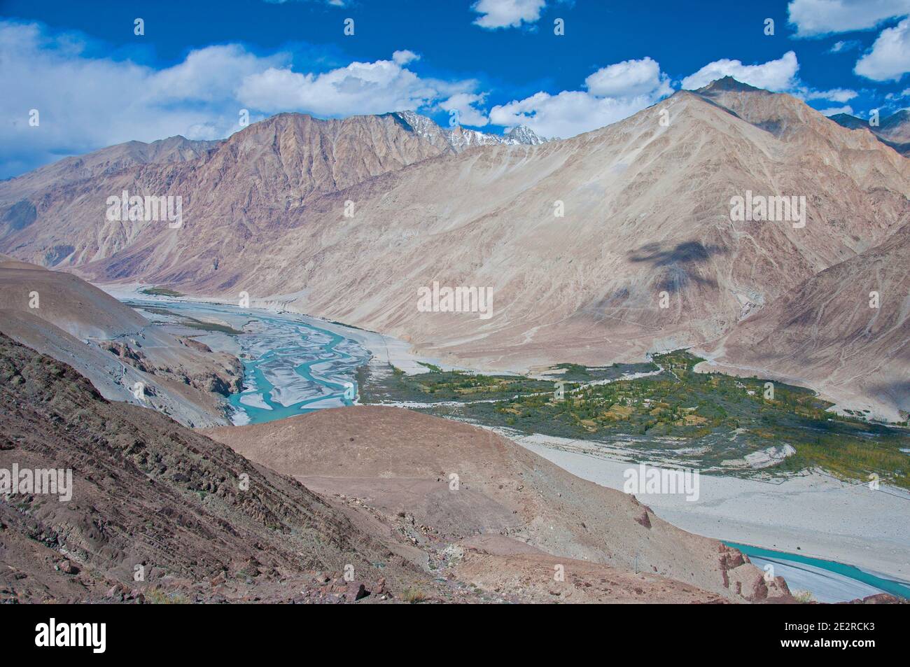 Indus river flowing through mountains at Leh outskirts, Ladakh, India ...