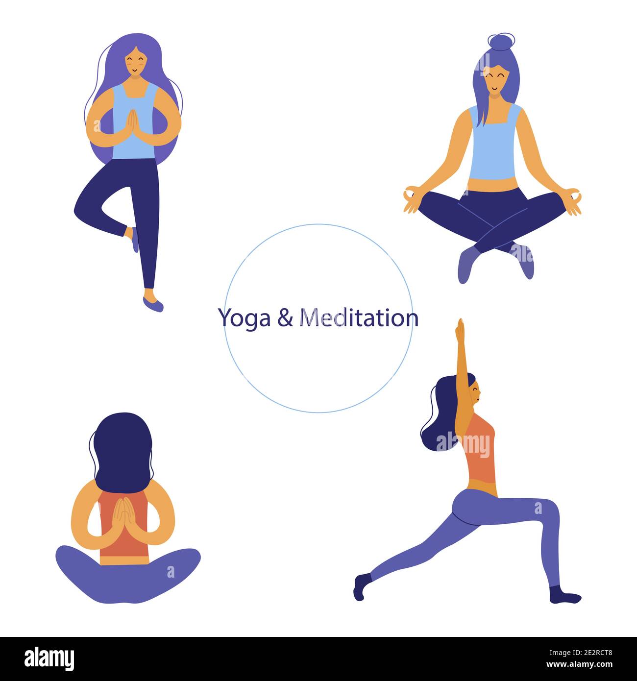 Girls meditate and do yoga set. Yoga practice for relaxation, balance ...