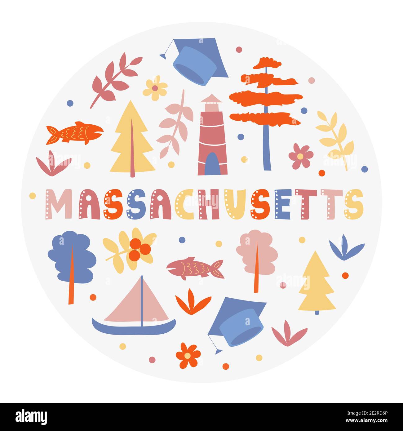 USA collection. Vector illustration of Massachusetts theme. State ...