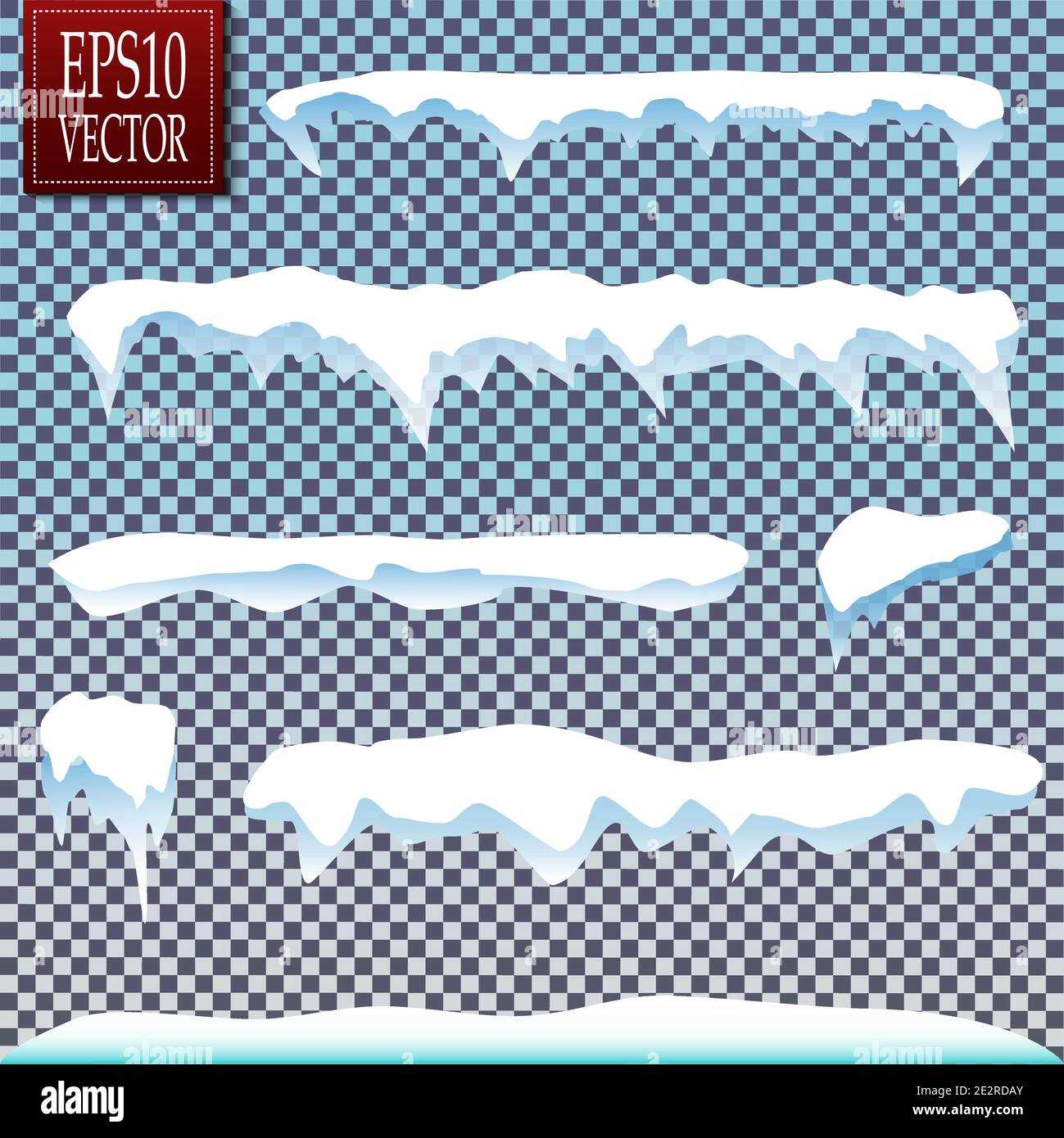 Set of snow icicles isolated on transparent background. Vector ...