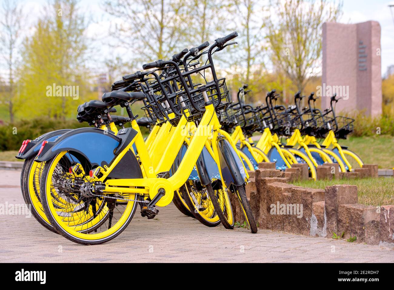 Bicycle sharing in Europe. A healthy walk. quick ride.World Cycling Day ...