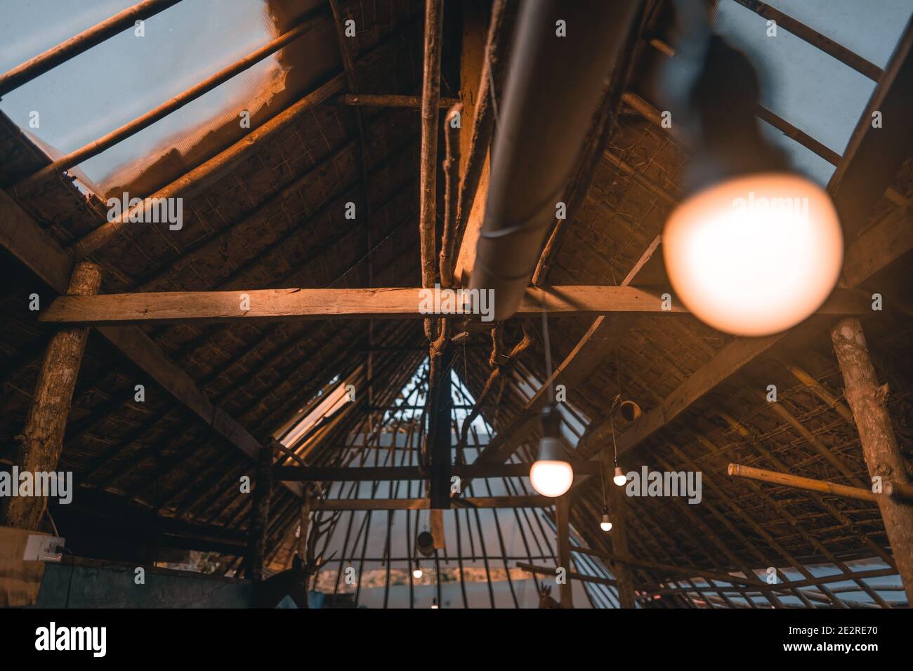A light bulb in a coffee shop Bamboo coffee shop Stock Photo - Alamy