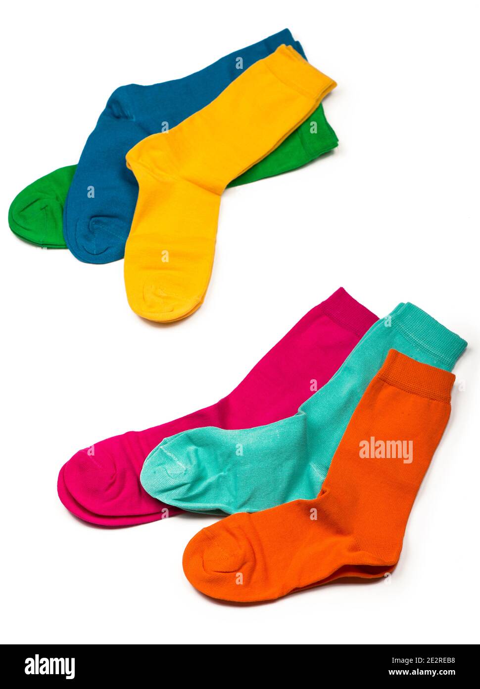 Colorful sock on white background, top view Stock Photo - Alamy