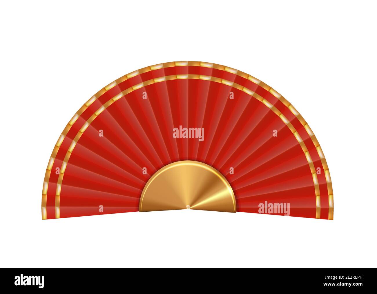Realistic 3D red Chinese fan isolated on white background. Design ...