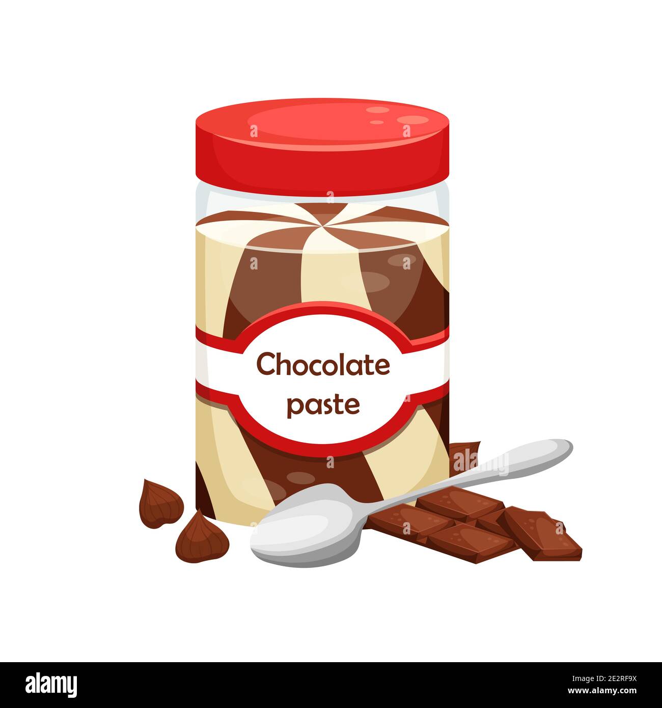 Vector illustration of a can of chocolate paste. Sweet snack. Chocolate ...