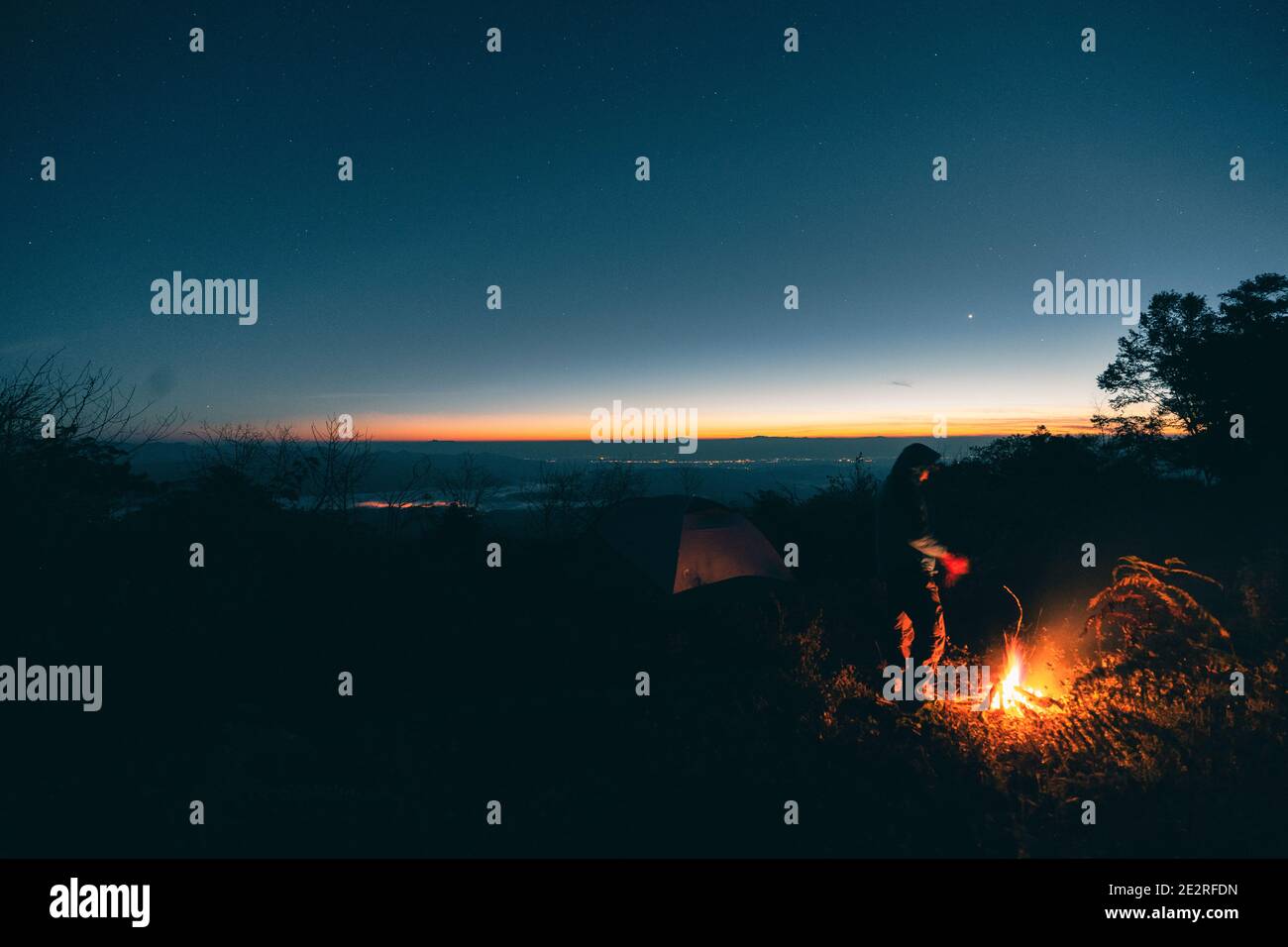 The view on the mountain in the early morning Before sunrise Stock ...