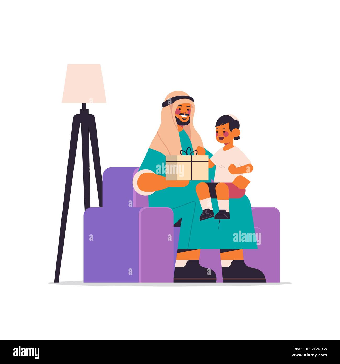 Arabic family giving gift Stock Vector Images - Alamy