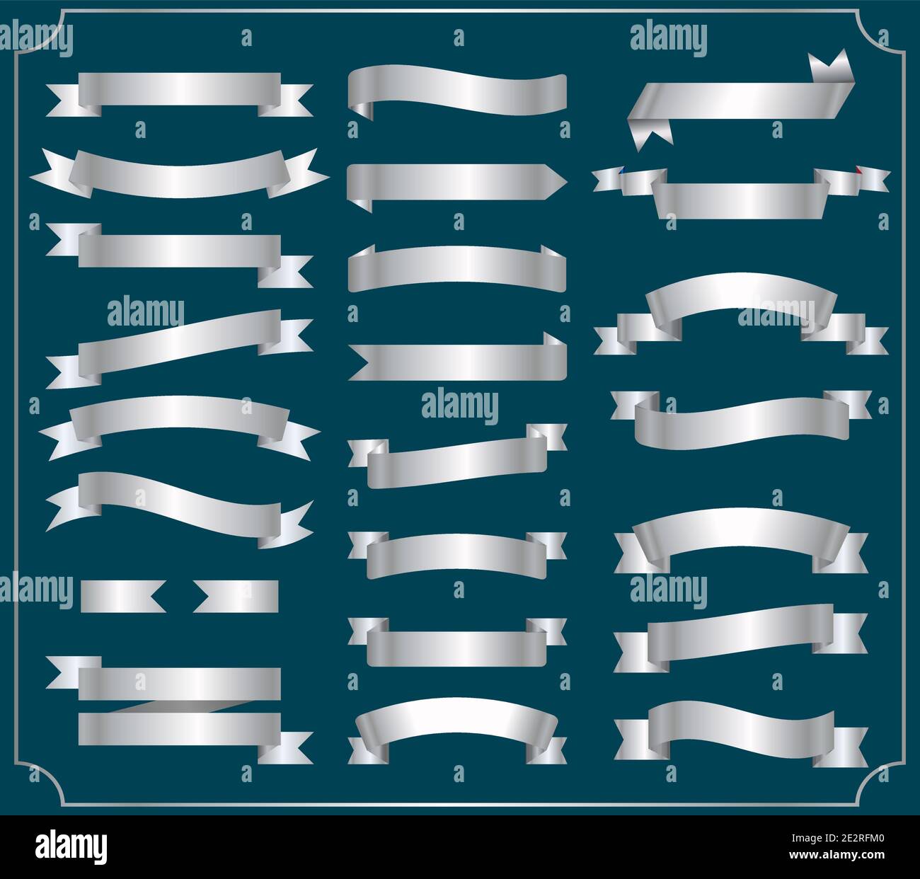 Silver ribbon banners design elements collection.Vector illustration ...