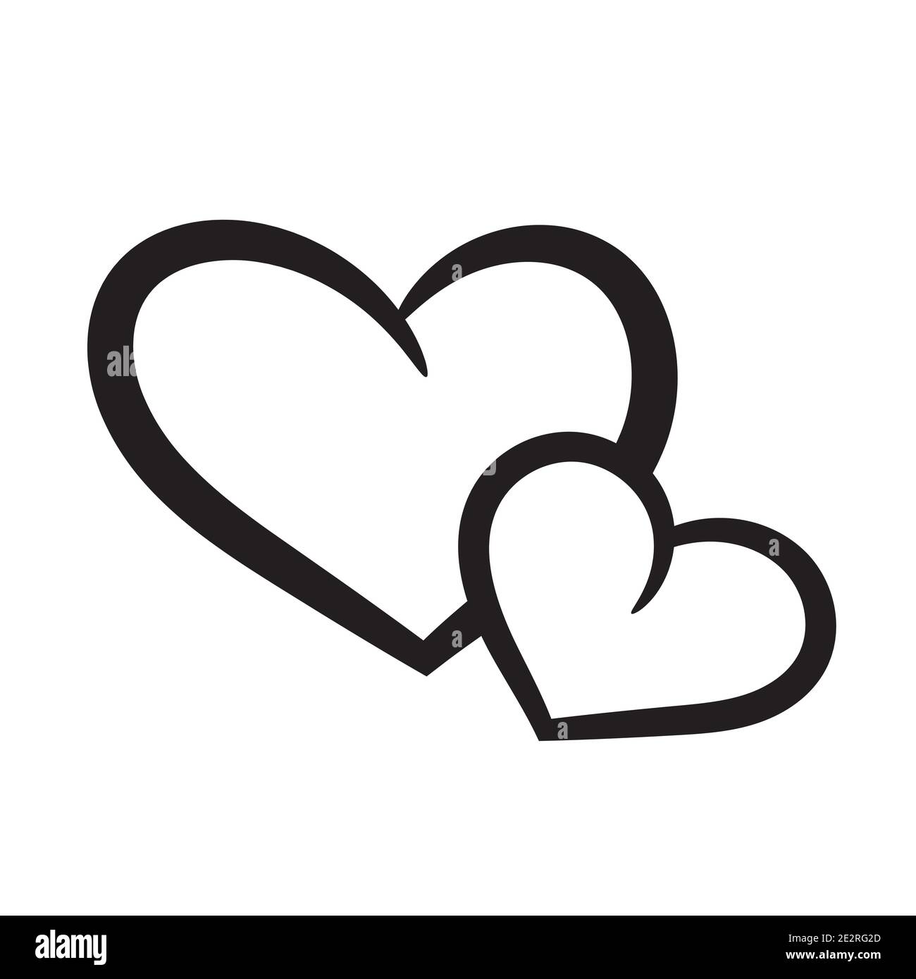 Contour drawing of a heart on a white background. A design element for ...