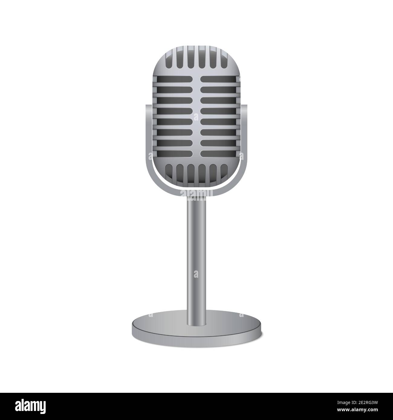 Vintage silver microphone isolated on white background, vector ...