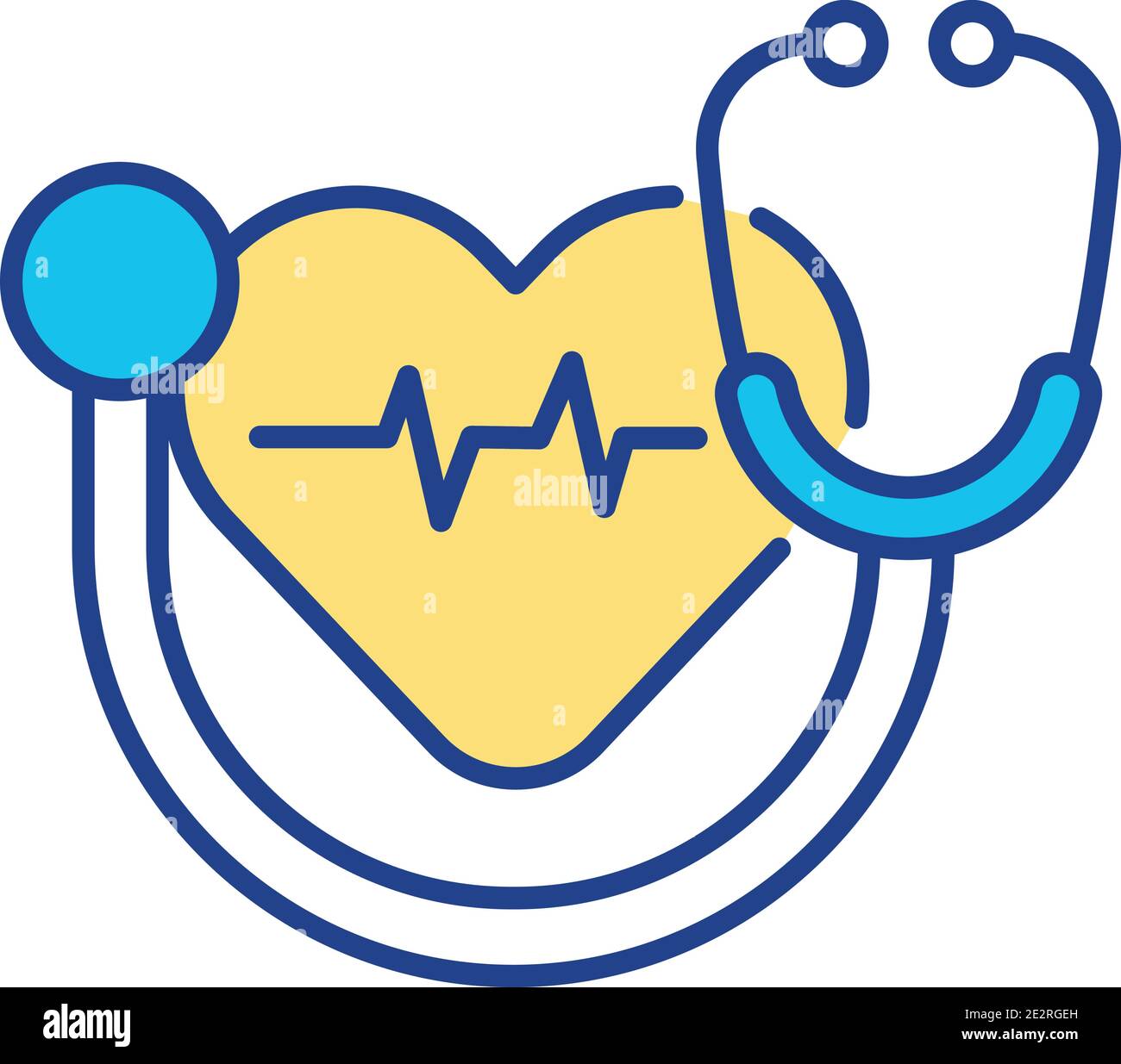 Heart checking with stethoscope RGB color icon Stock Vector Image & Art ...