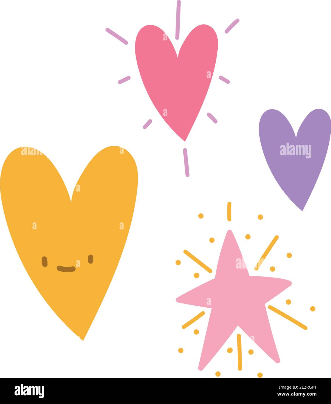 cartoon heart love hearts stars comic style icons vector illustration ...