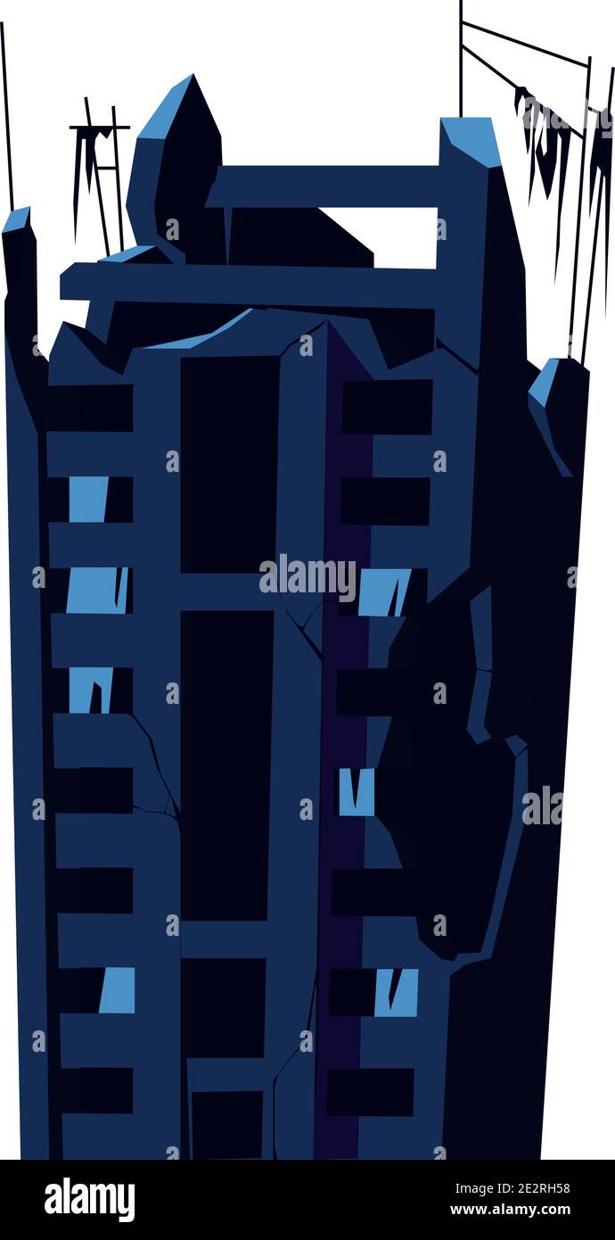 Destroyed building, damaged structure, consequences of a disaster ...