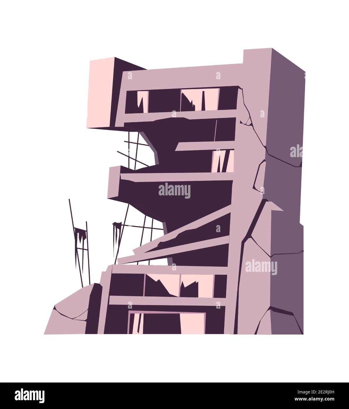 Destroyed building, damaged structure, consequences of a disaster ...