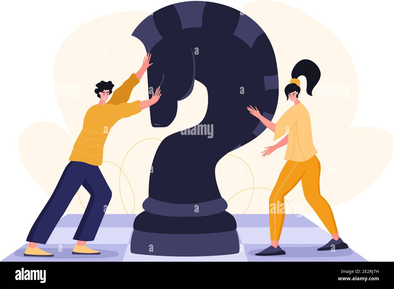 Chess game. Trendy flat illustration. People play chess.Teamwork and ...