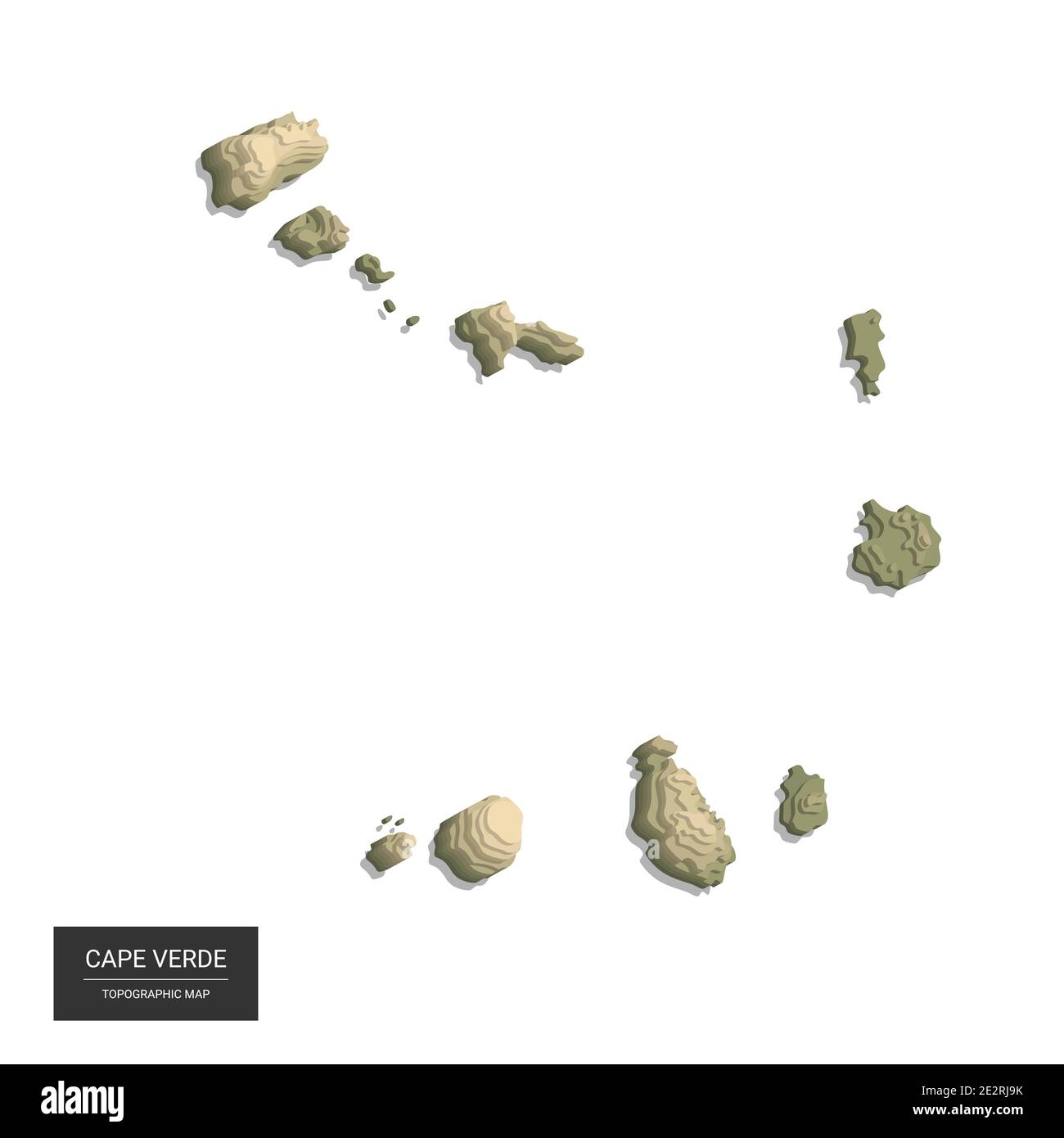 Cape Verde map - 3D digital high-altitude topographic map. 3D vector ...