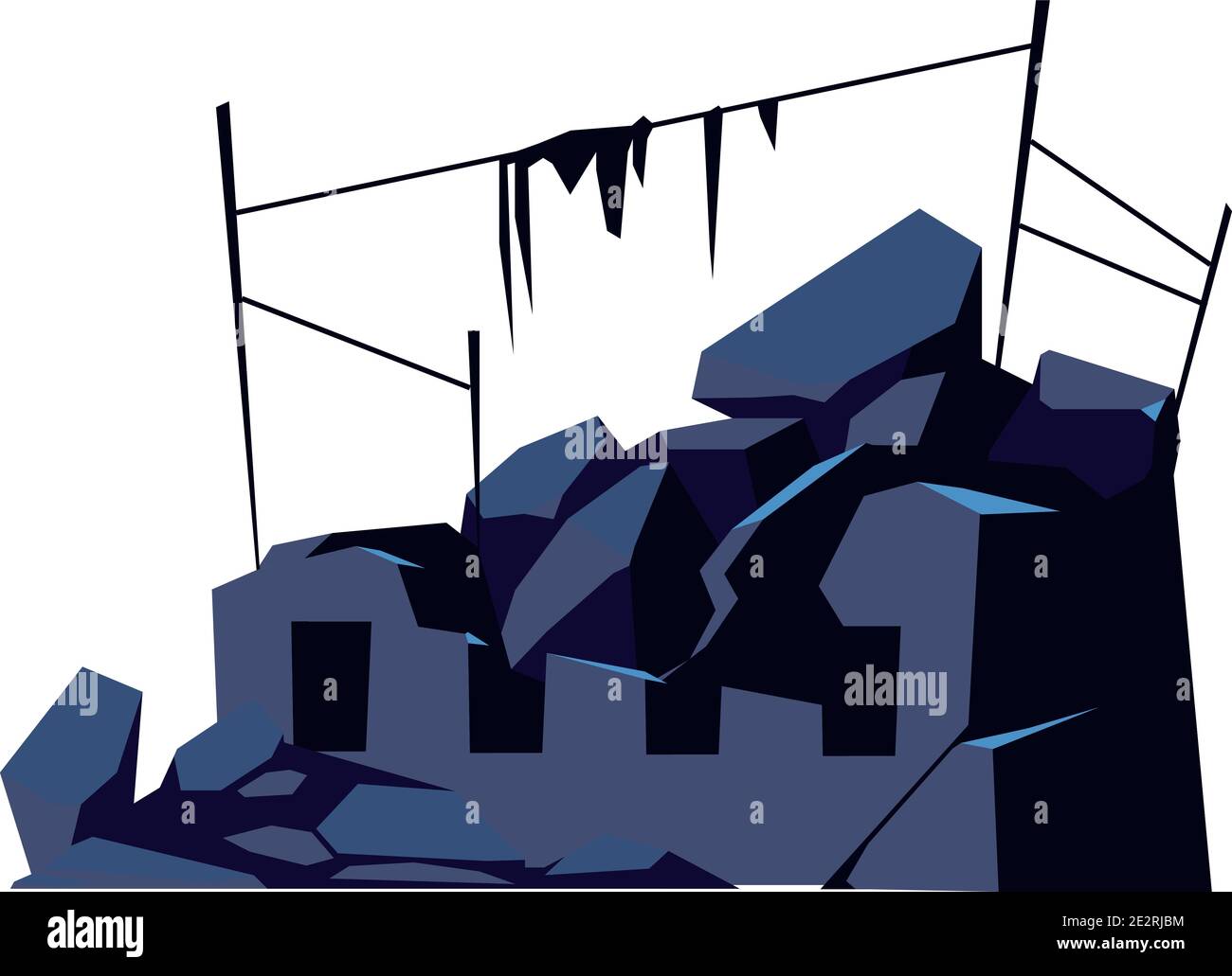 Destroyed building, damaged structure, consequences of a disaster ...