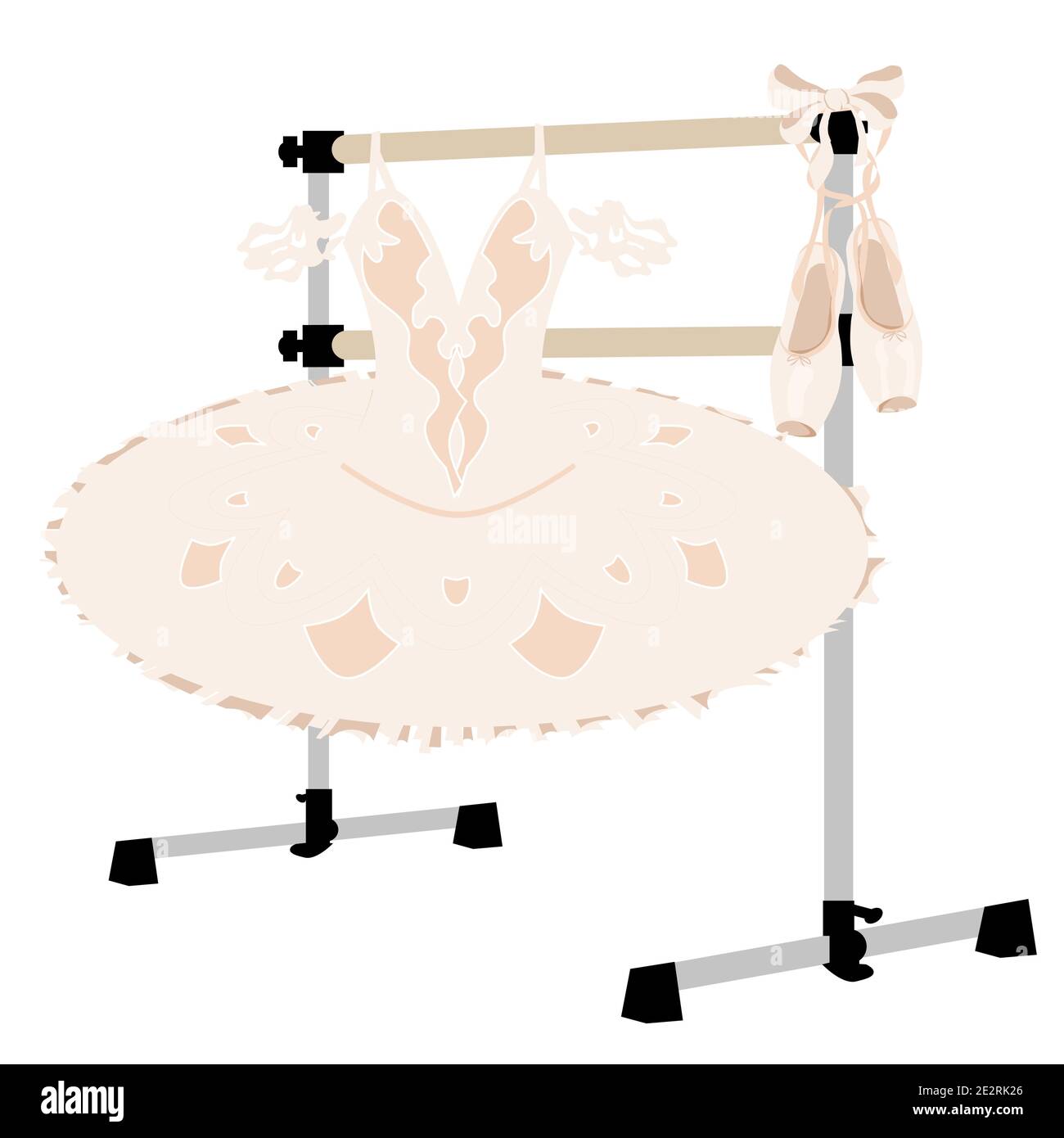 Ballet barre, tutu dress, pointe shoes, studio equipment ballerina room ...