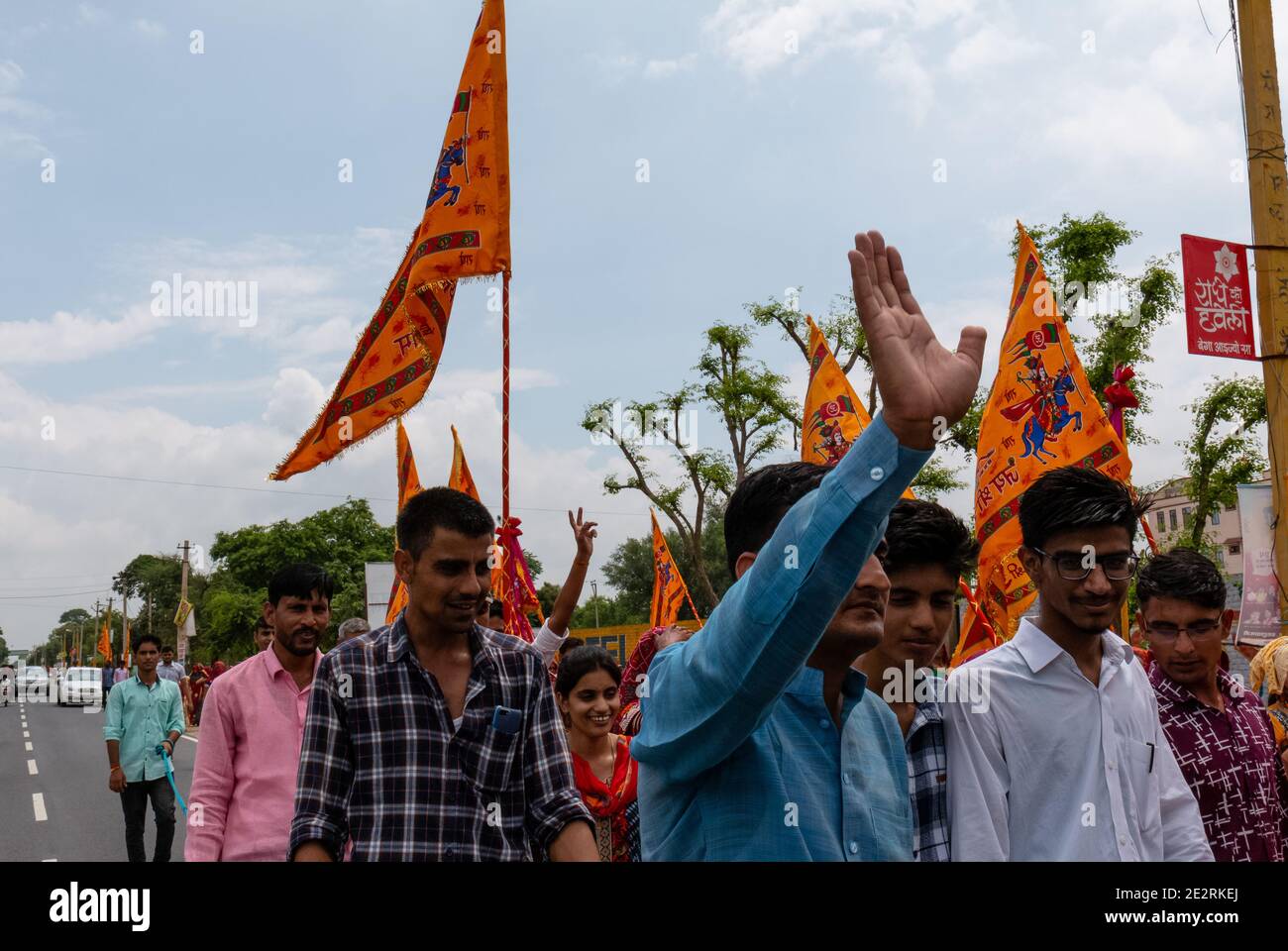 Indian People participating in Holy parade march during monsoon season ...