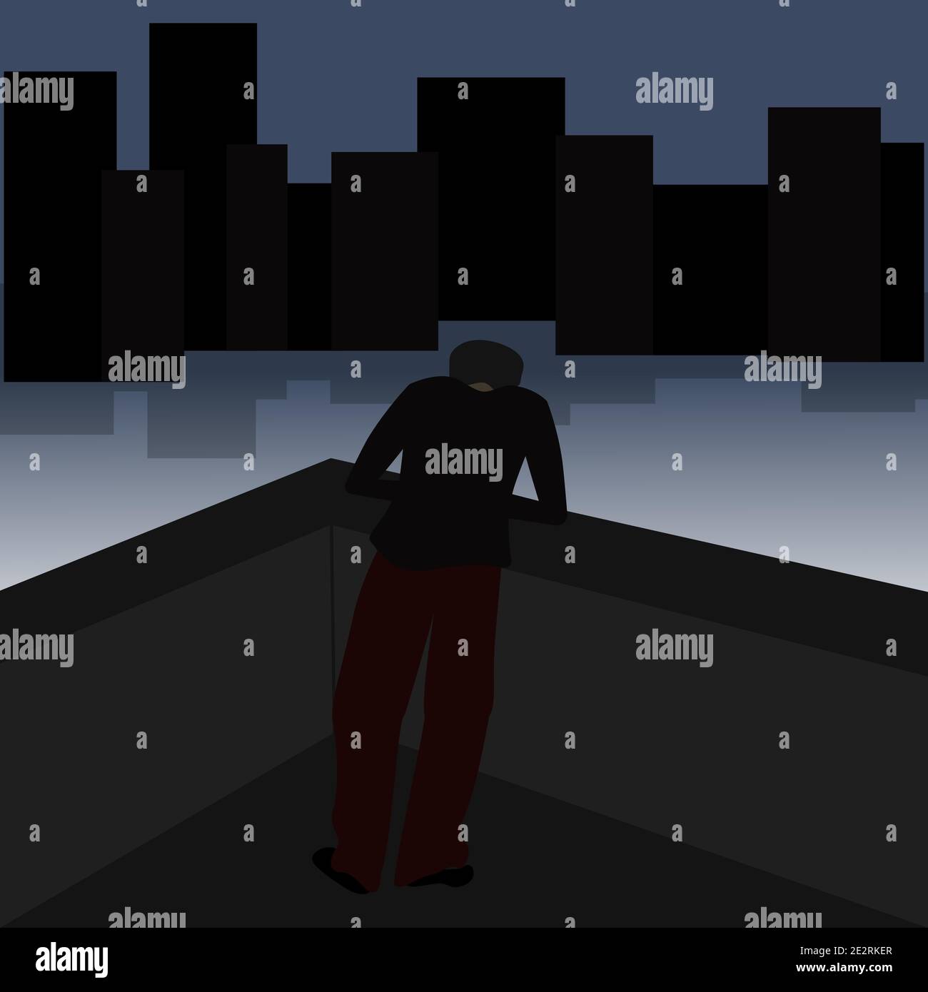 Person alone on bridge Stock Vector Images - Alamy