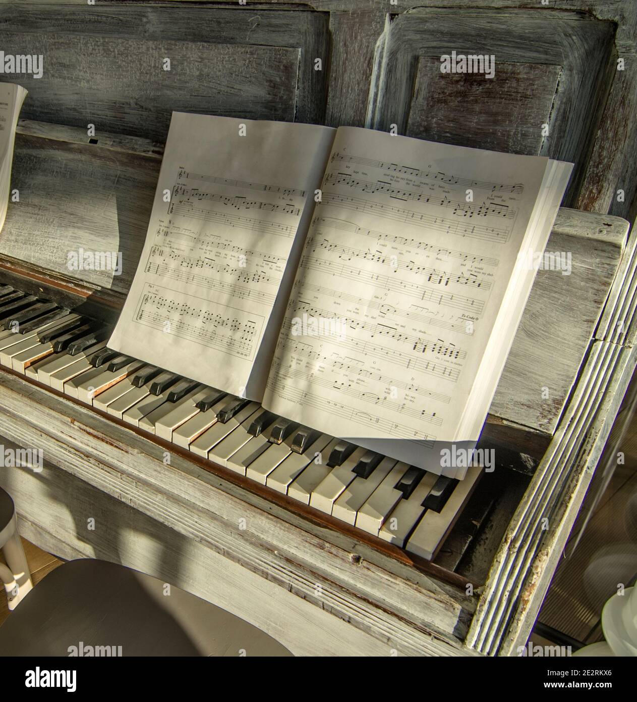 ebony and ivory keys of an old piano ready to play your music Stock ...