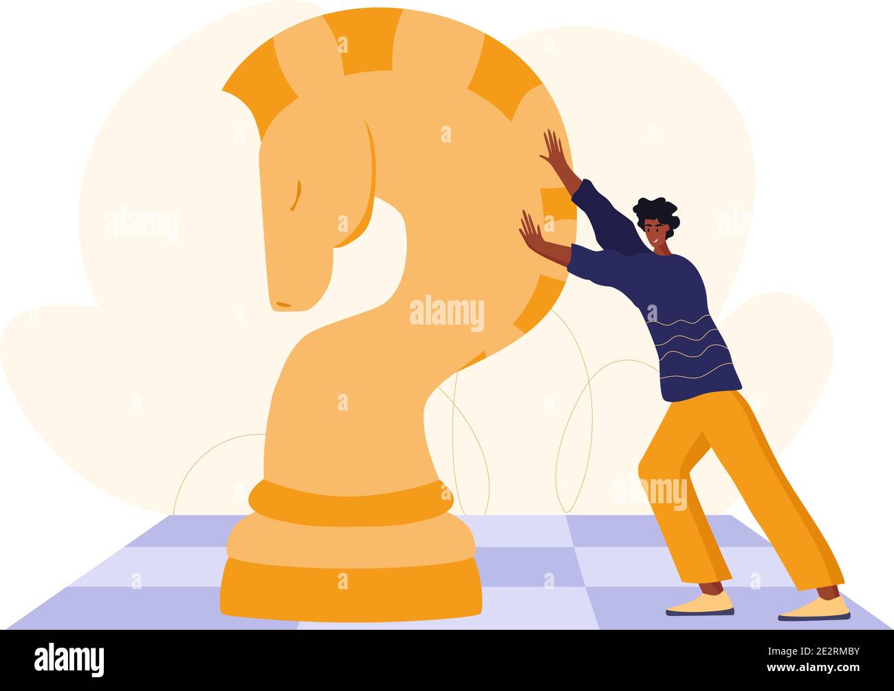 Chess game. Trendy flat illustration. People play chess.Teamwork and ...