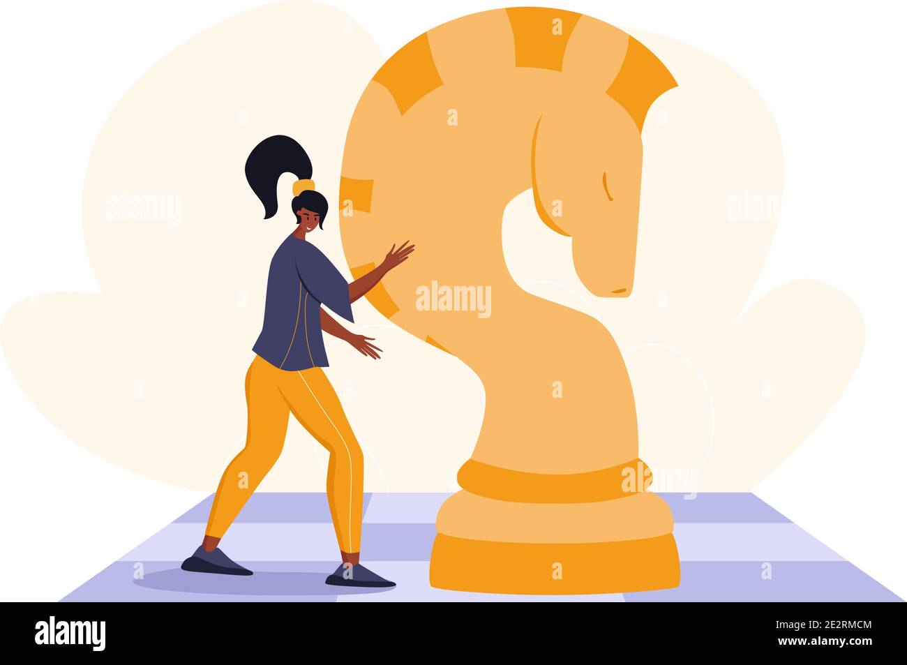Chess game. Trendy flat illustration. People play chess.Teamwork and ...