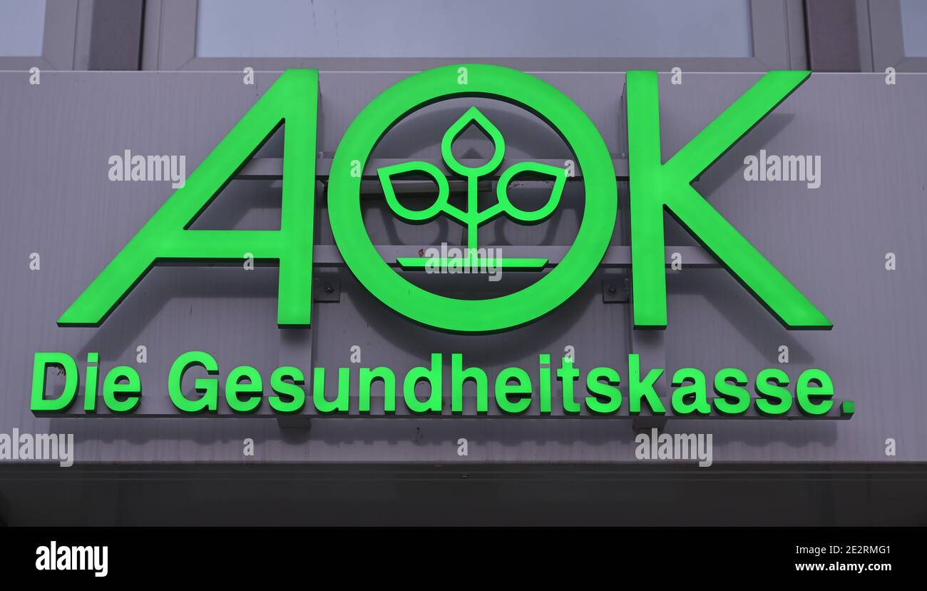 Herzberg, Germany. 13th Jan, 2021. The logo of the AOK, Allgemeine ...