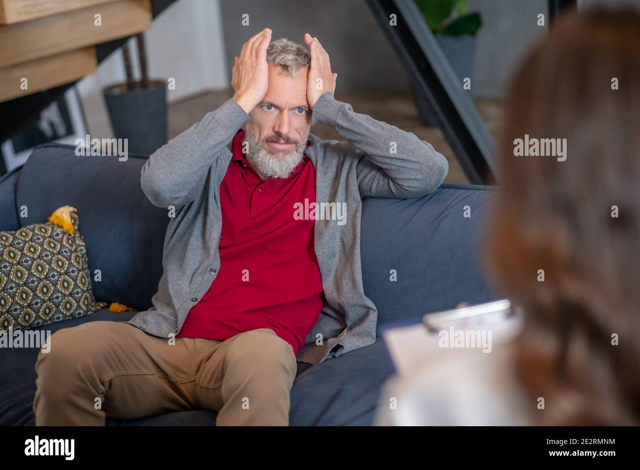 Beautiful professional female therapist talking hi-res stock ...