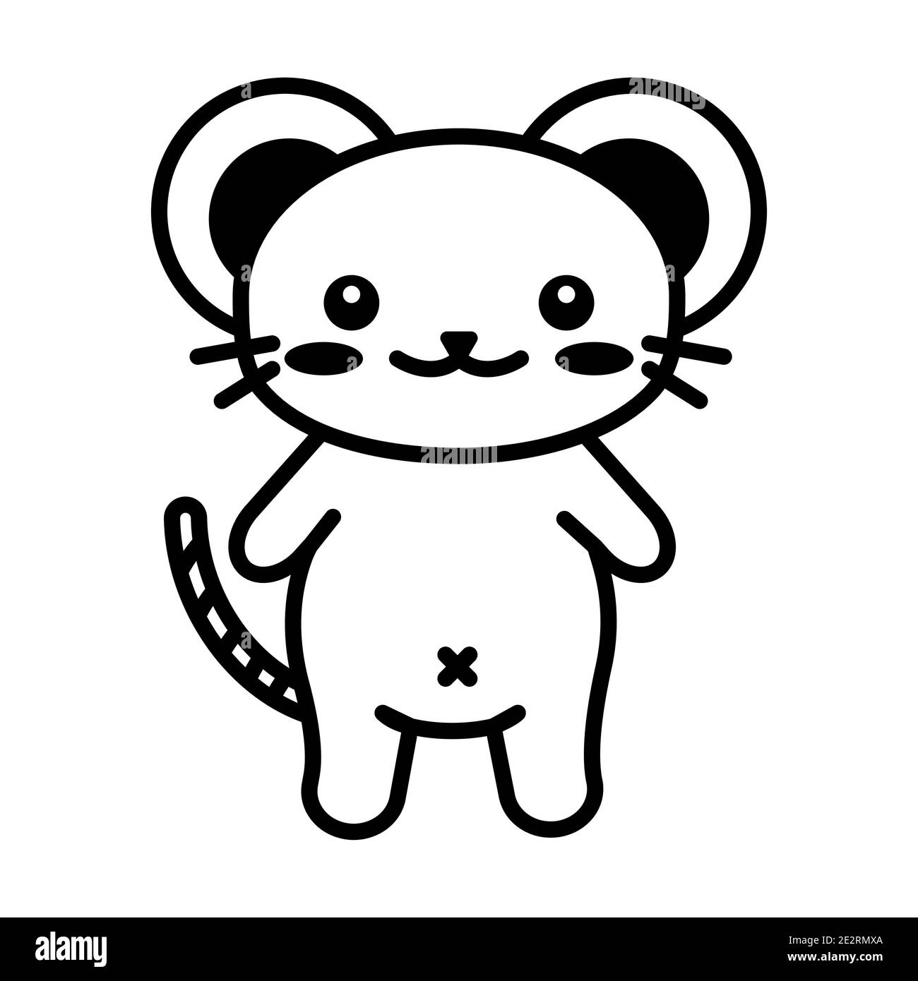 editable line, stroke, mouse. Hand Drawn vector illustration character ...