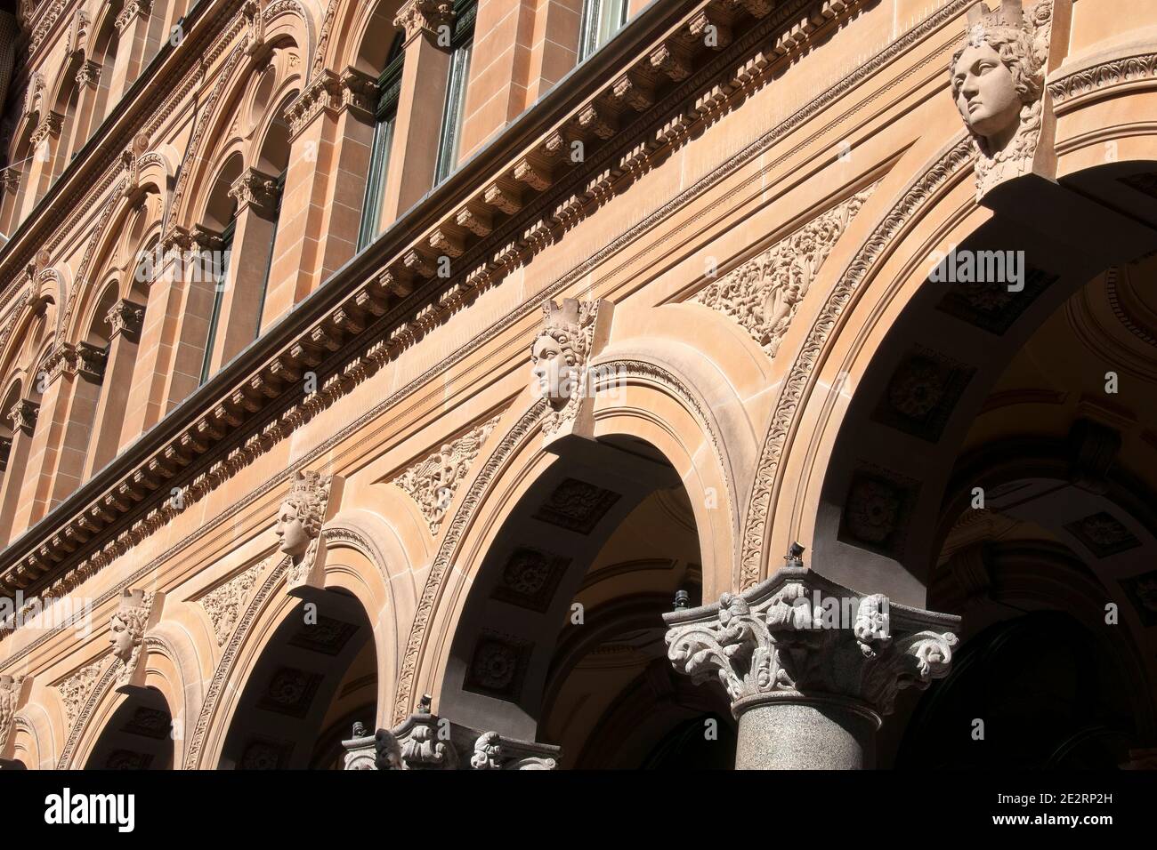 Sydney Australia, view of the arches and carved decorative heads on the ...