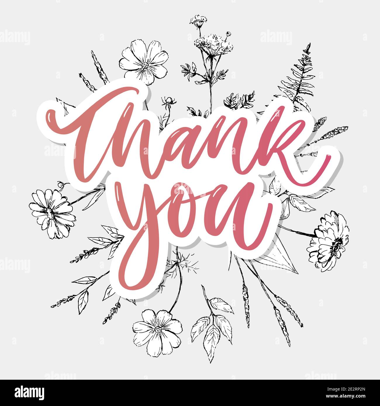 Cute Thank You Script Card Stock Vector Image & Art - Alamy