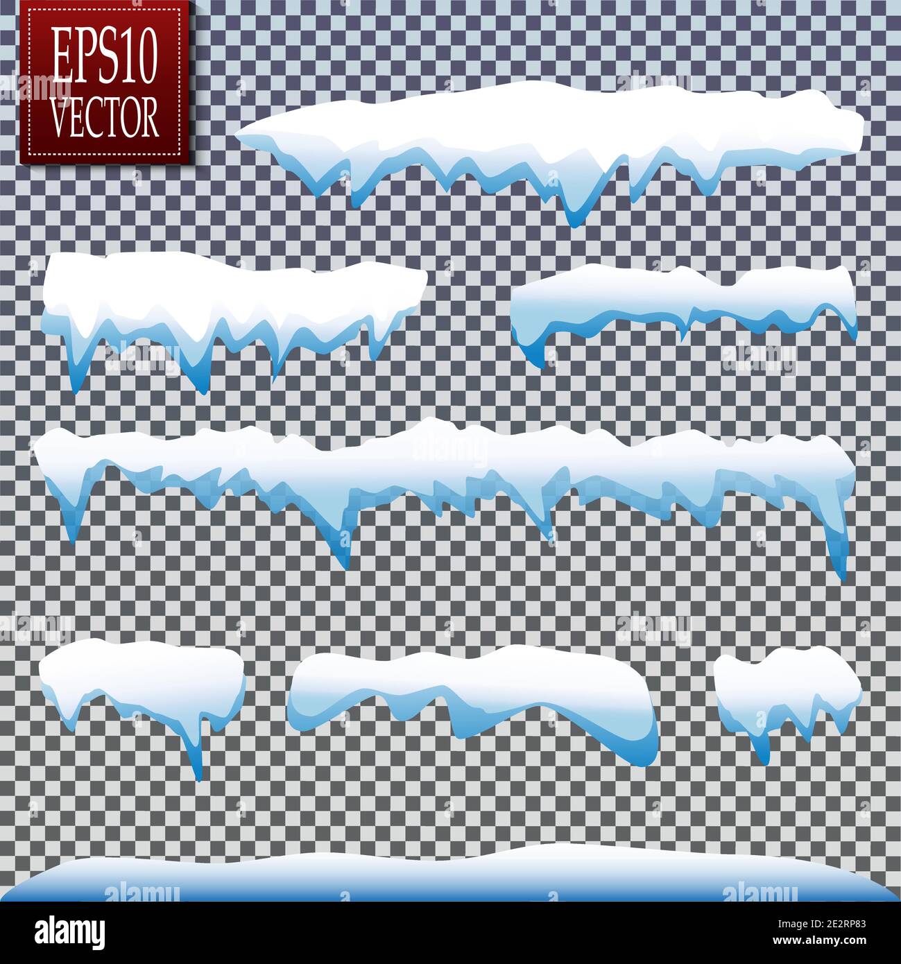 Set of snow icicles isolated on transparent background. Vector ...