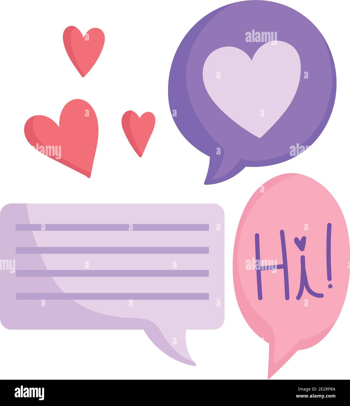 love speech bubbles message hearts cartoon icons vector illustration ...