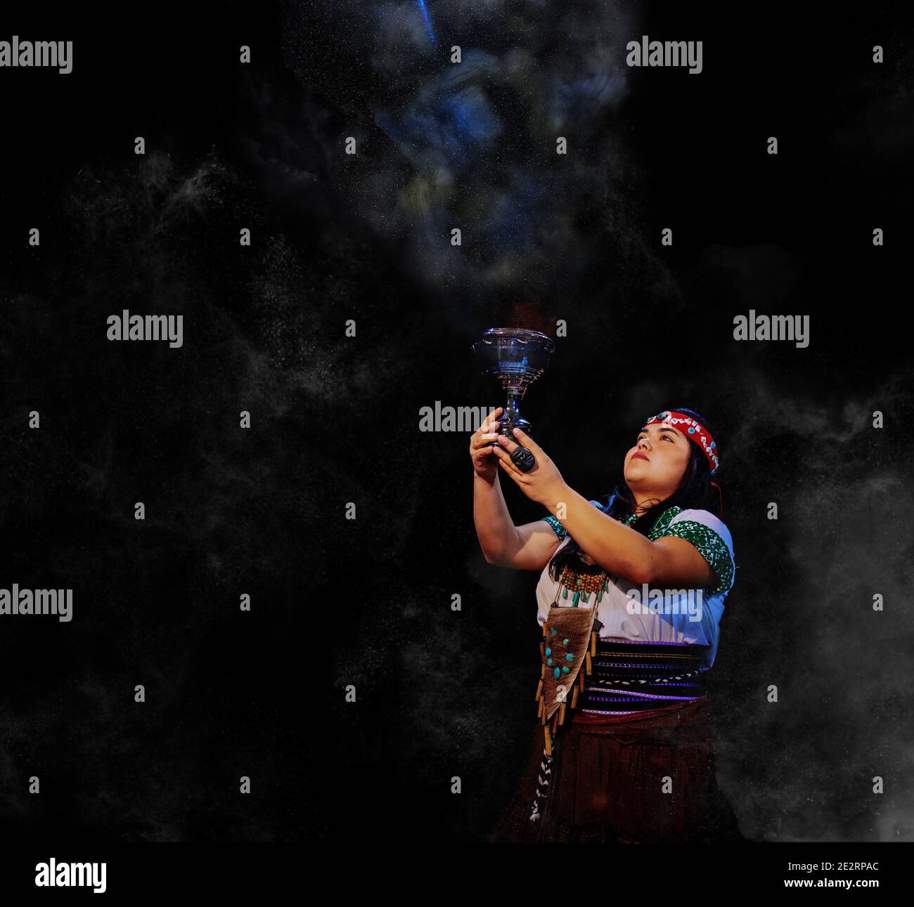 Young Shaman female with sahumerio in the hands Stock Photo - Alamy