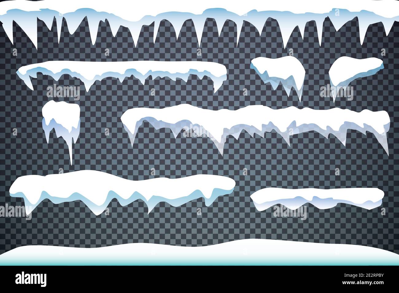 Set of snow icicles isolated on transparent background. Vector ...