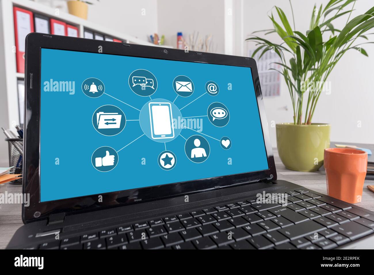 Laptop screen with mobile apps concept Stock Photo - Alamy