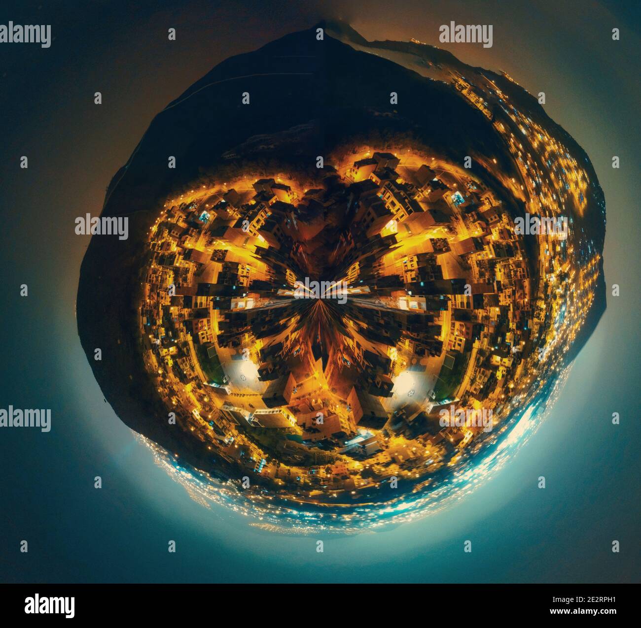 Aerial 360 degrees panorama shot captured at night Stock Photo - Alamy