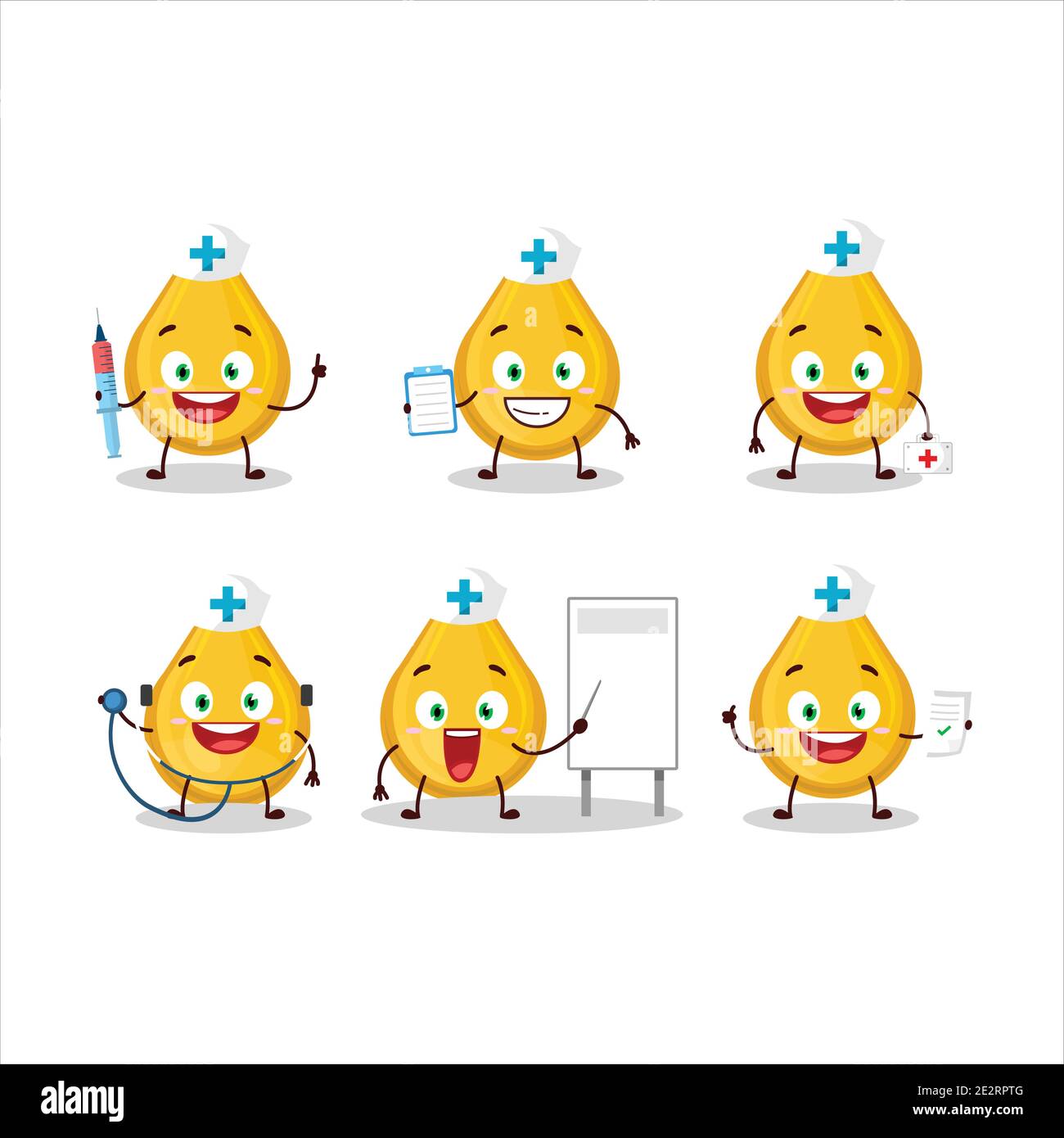 Doctor profession emoticon with oil cartoon character. Vector ...
