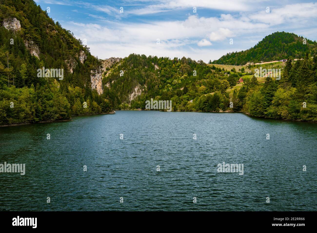 Beautiful aqua and blue colors of the lake Spajici, and the river Beli ...