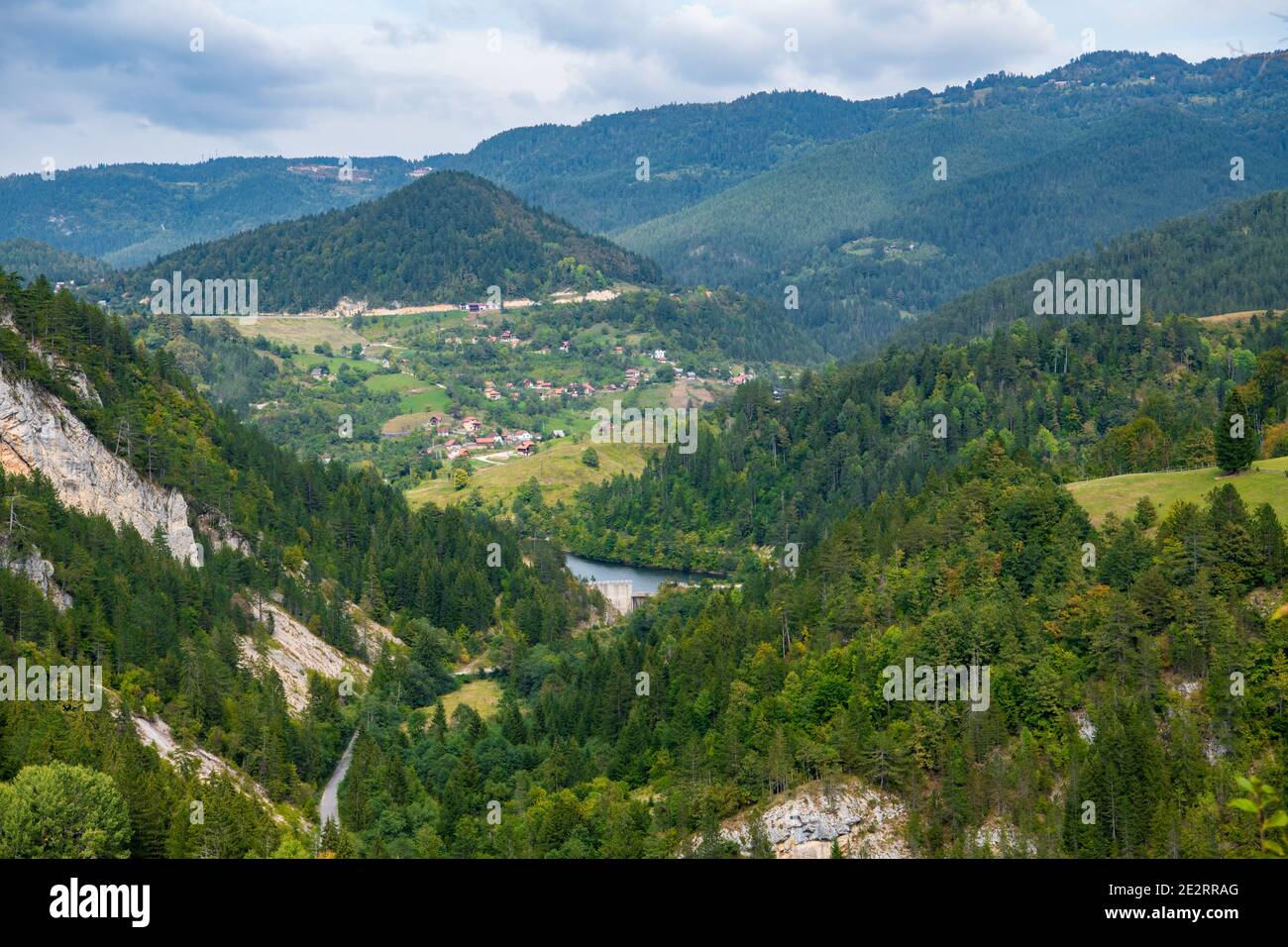 Beautiful aqua and blue colors of the lake Spajici, and the river Beli ...