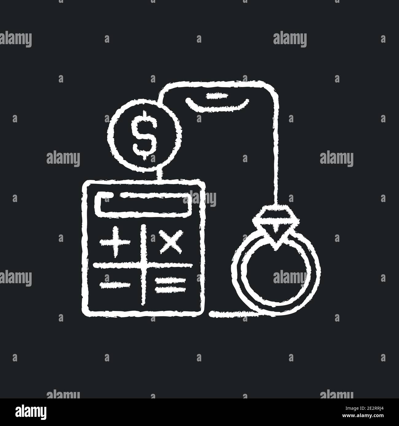 Price calculation chalk white icon on black background Stock Vector ...