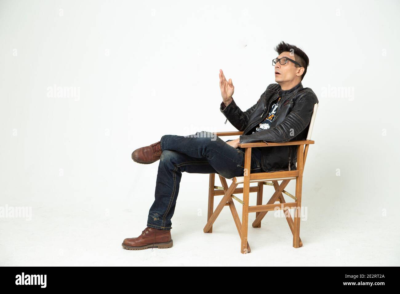 Modern Black Leather Directors Chair