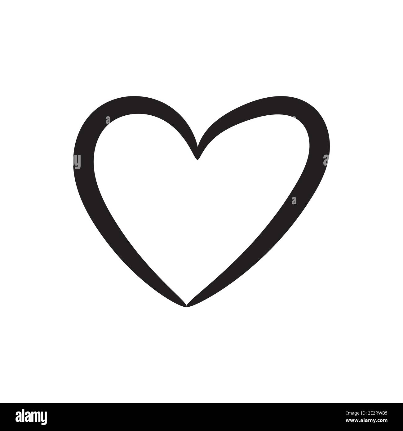 Contour drawing of a heart on a white background. A design element for ...