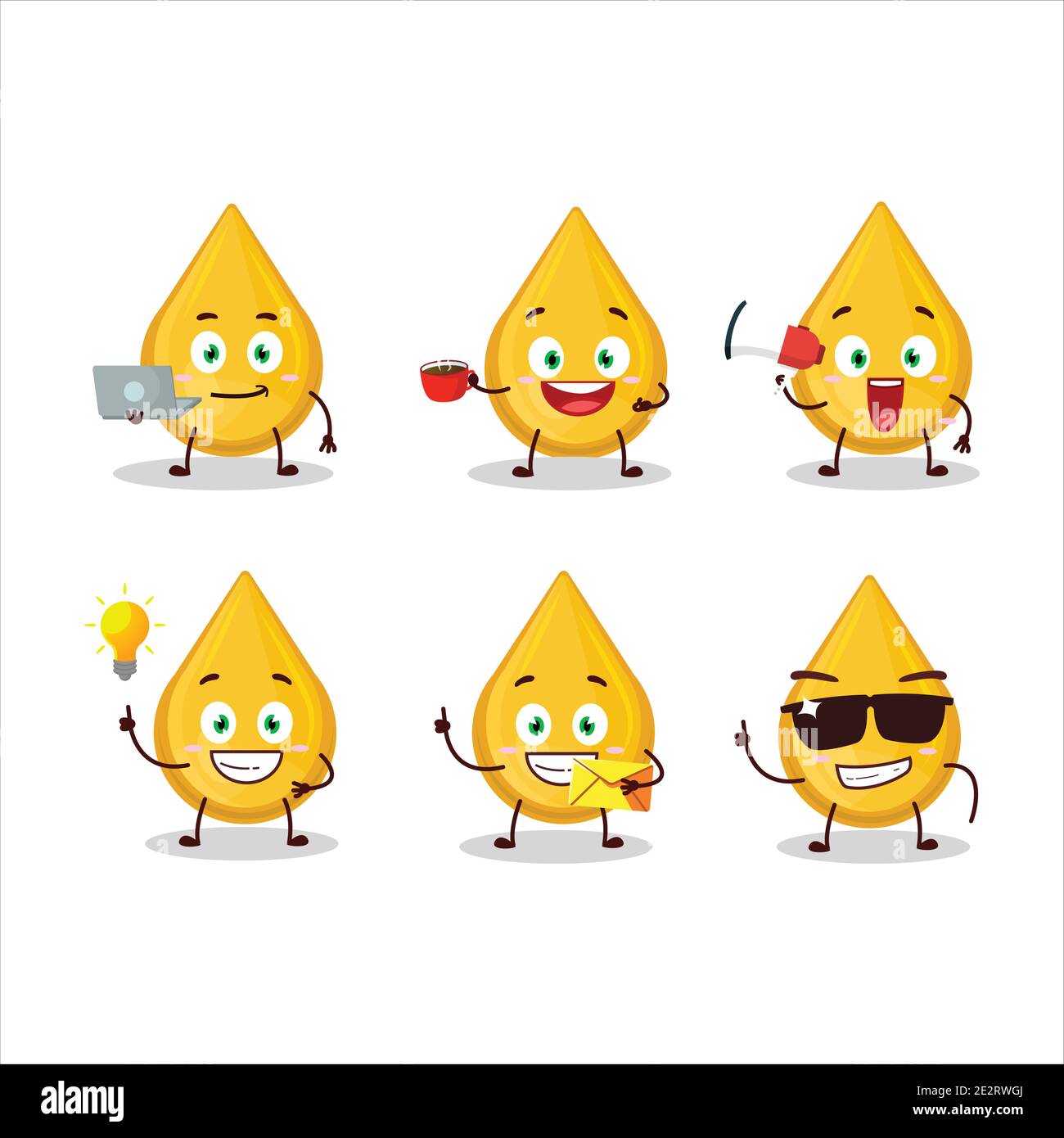 Oil cartoon character with various types of business emoticons. Vector ...